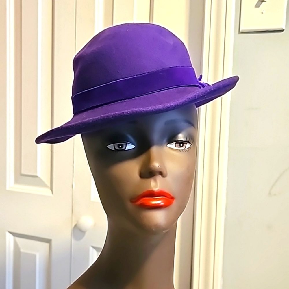 Purple Passion Wool/Felt Hat, Purple Velvet Band, Der… - Gem